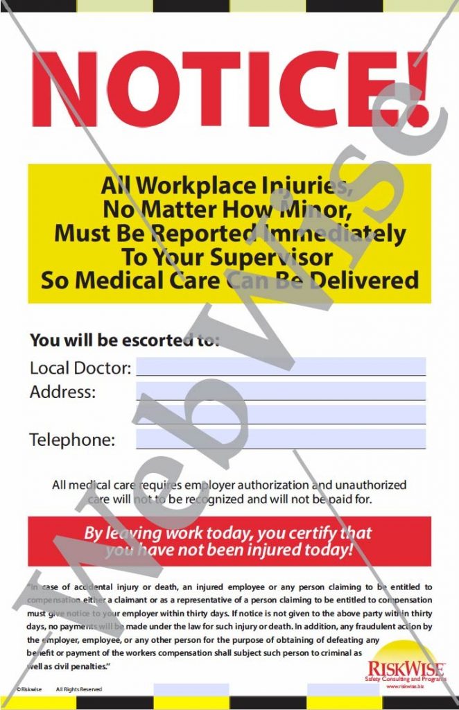 Notice of Injury Poster – RiskWise